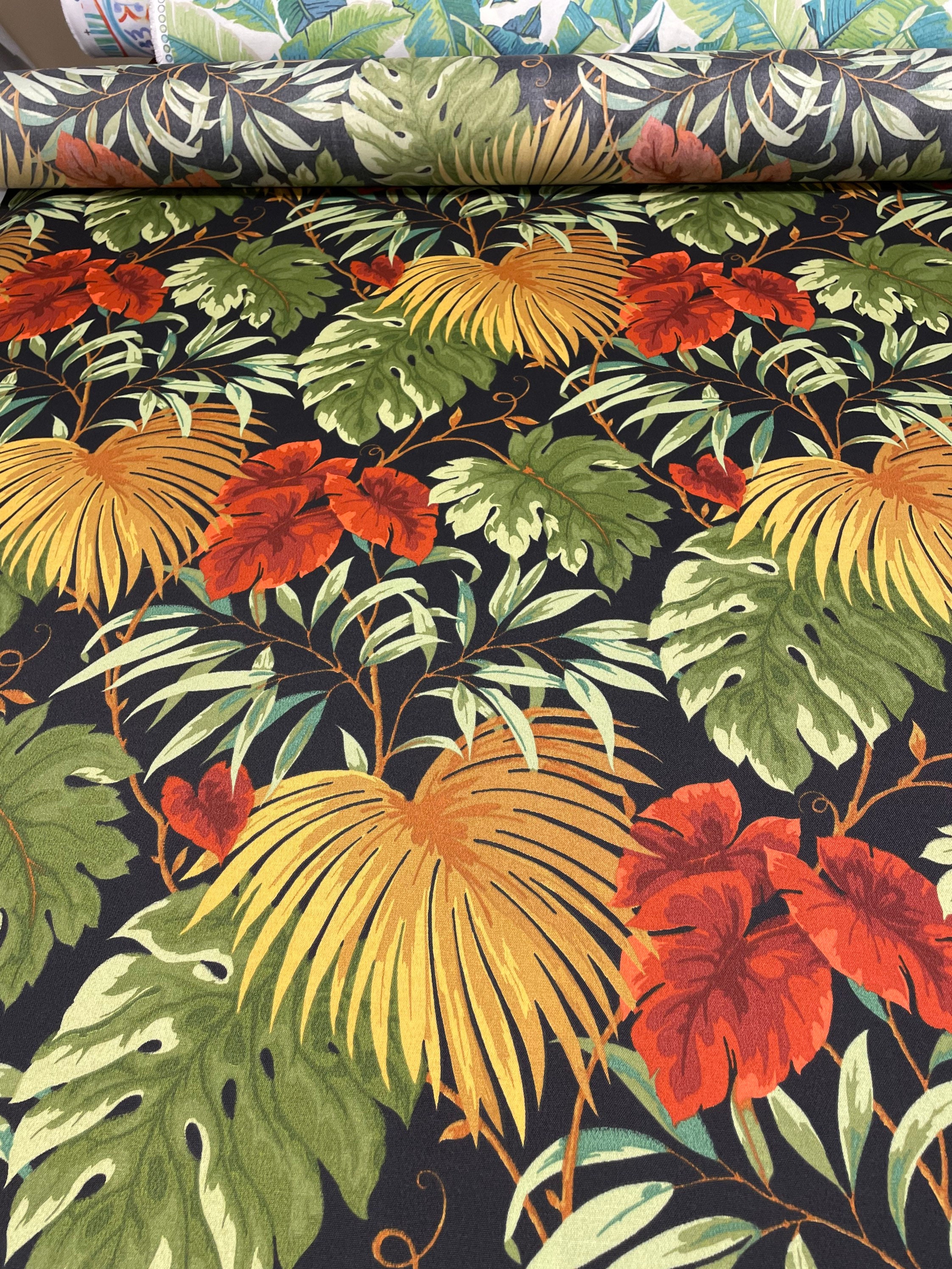 Outdoor Water Repellent Fabric by the Yard Tropique Raven - Etsy