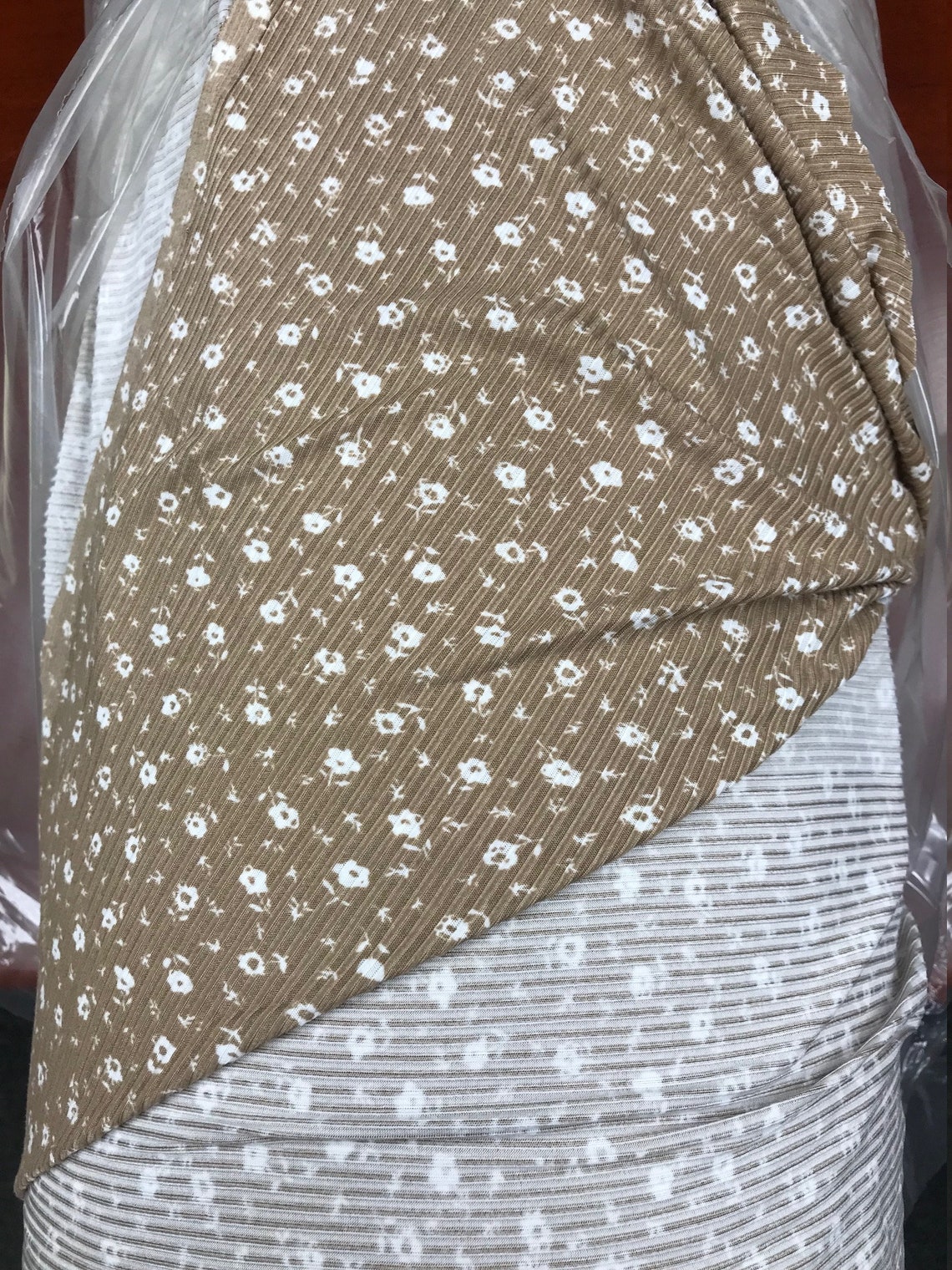 2x2 Rib Fabric by the Yard Brown Ditsy Floral | Etsy