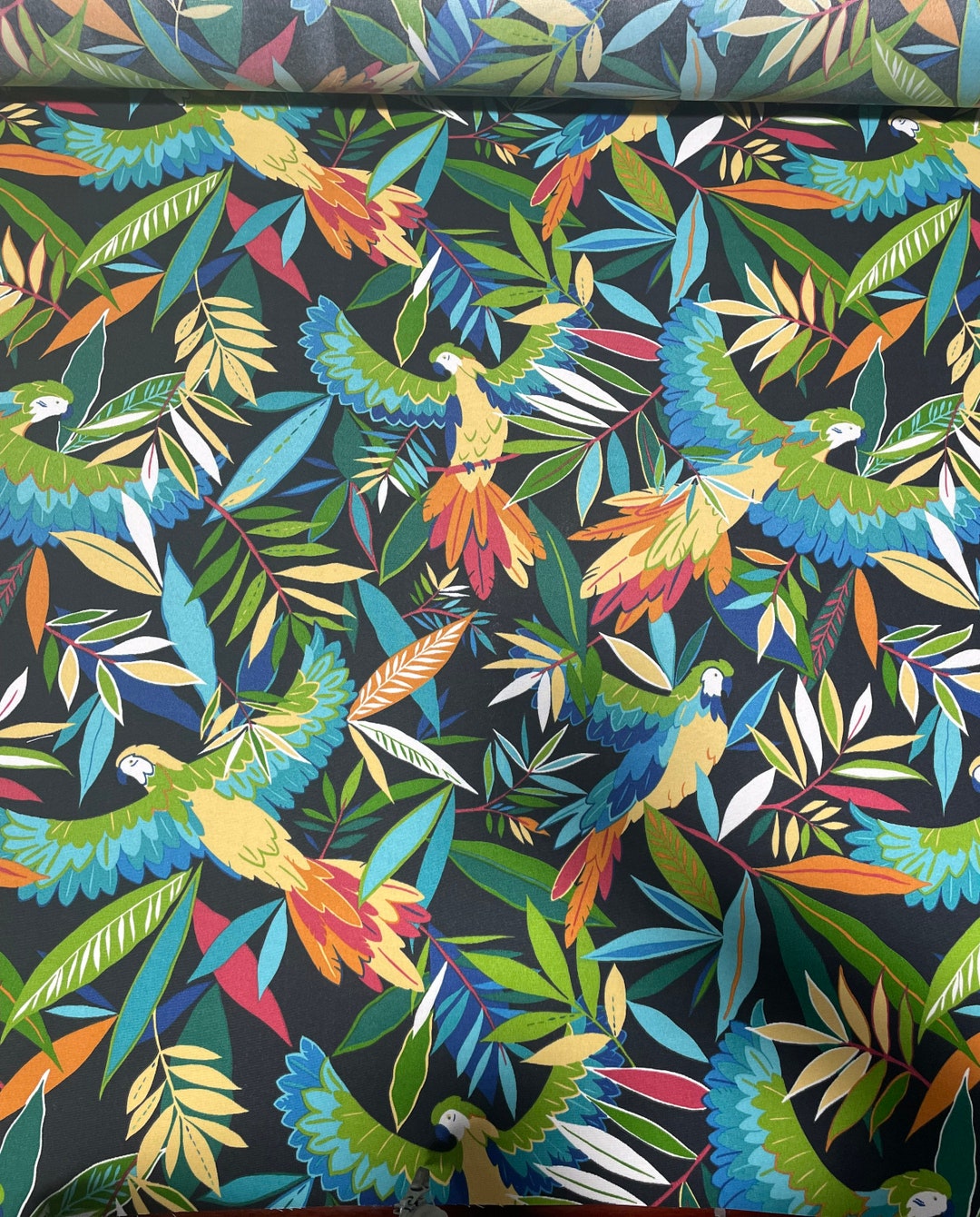 Parrot Tropical Bird Print Fabric Water Resistant Outdoor Fabric by ...