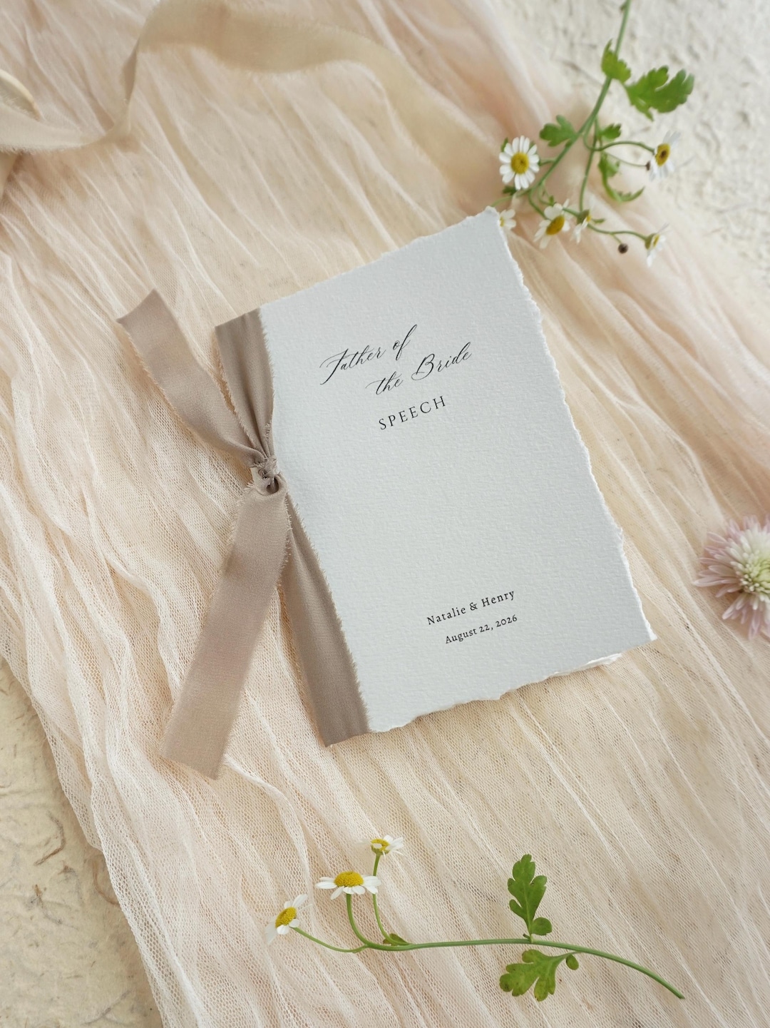 Personalized Wedding Speech Booklet, Deckled Edge Handmade Paper With ...