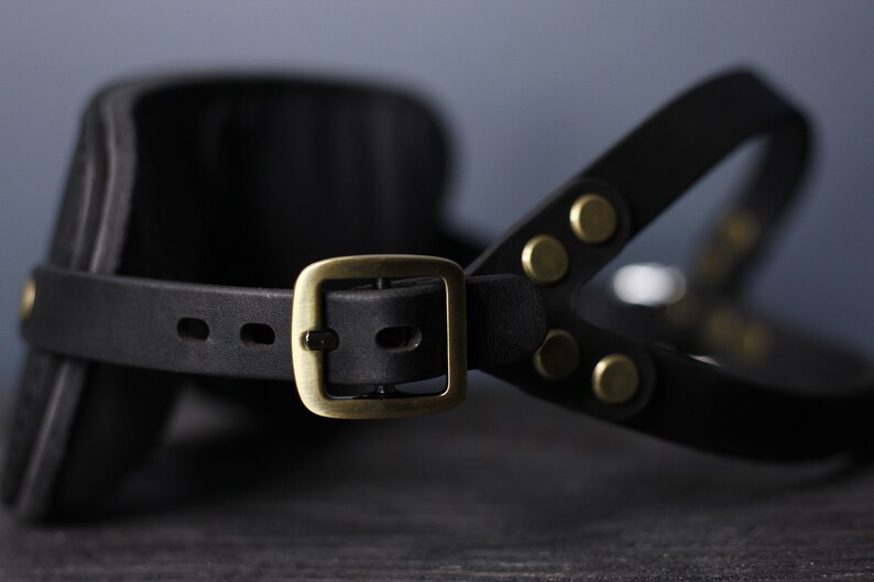 Luxury Leather Blindfold // Black With Bronze Hardware - Etsy