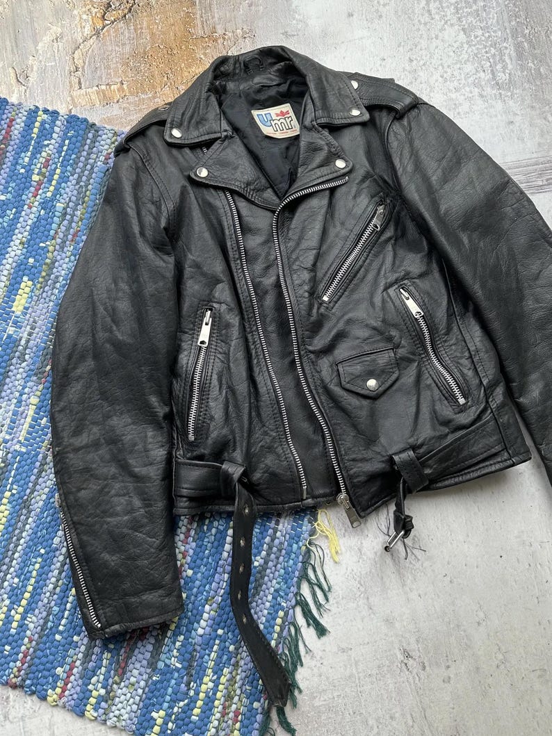 Vintage Leather Moto Type Jacket - Etsy