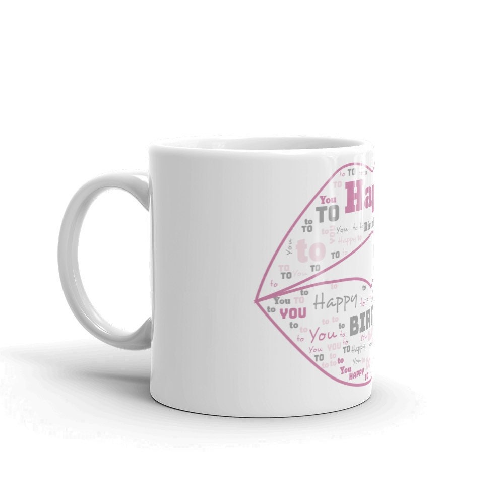 Happy Birthday HBD Lips Coffee Mug Tea Cup Words Pink - Etsy