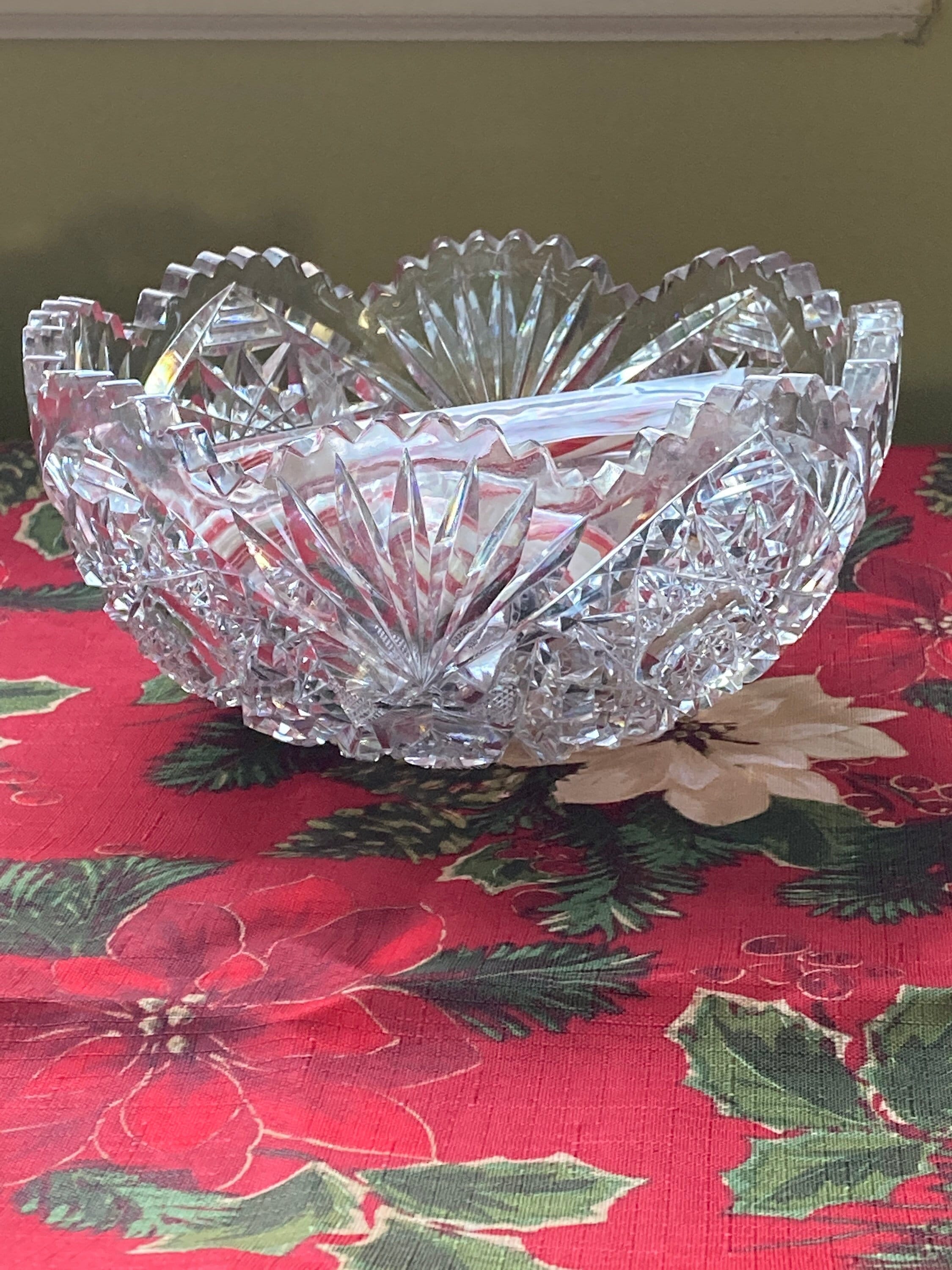 Brilliant Cut Glass Bowl 8”x 3 1/2” - Etsy