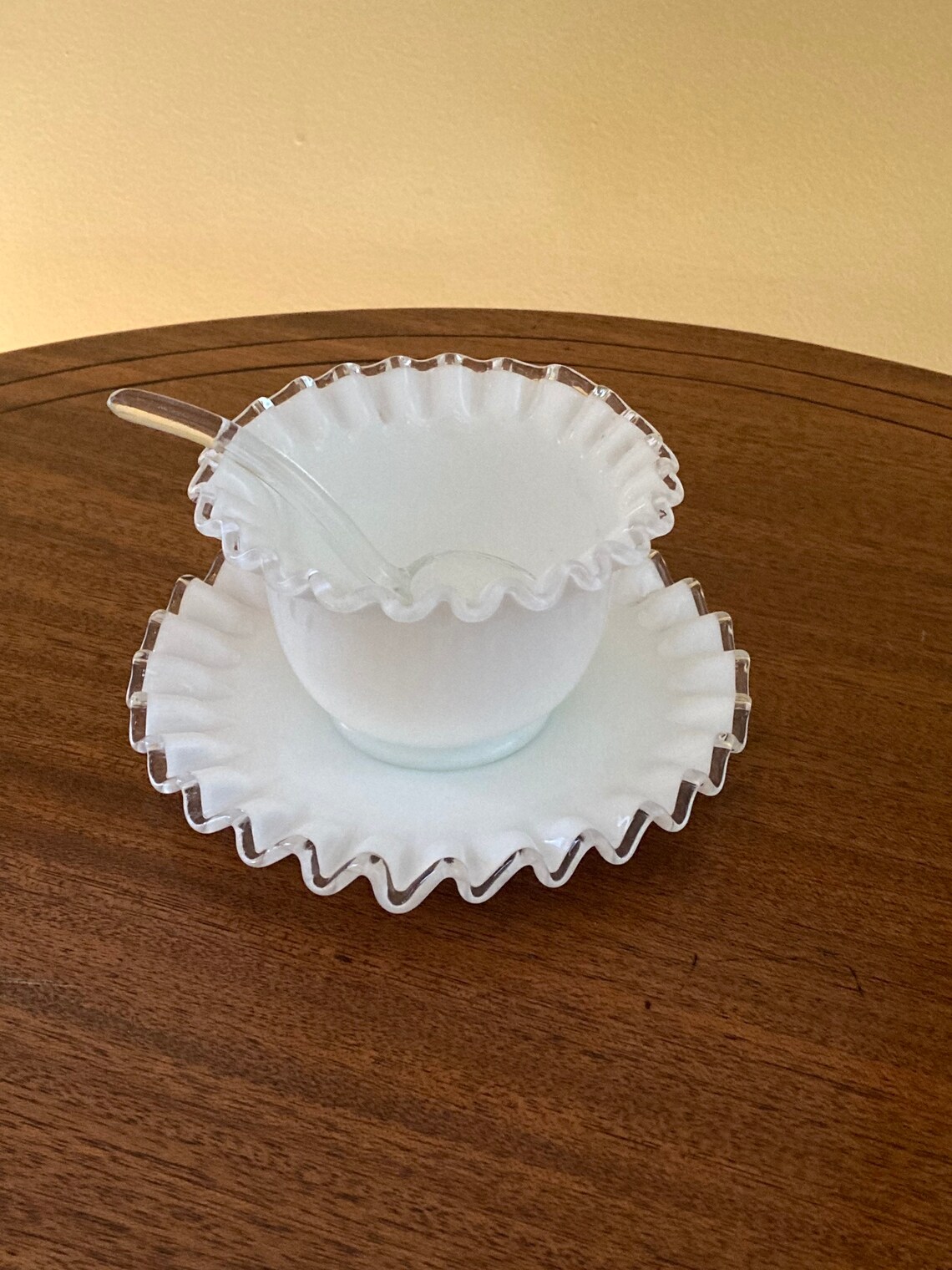 Fenton Bowl, Fenton Tray With Label, and Glass Spoon - Etsy