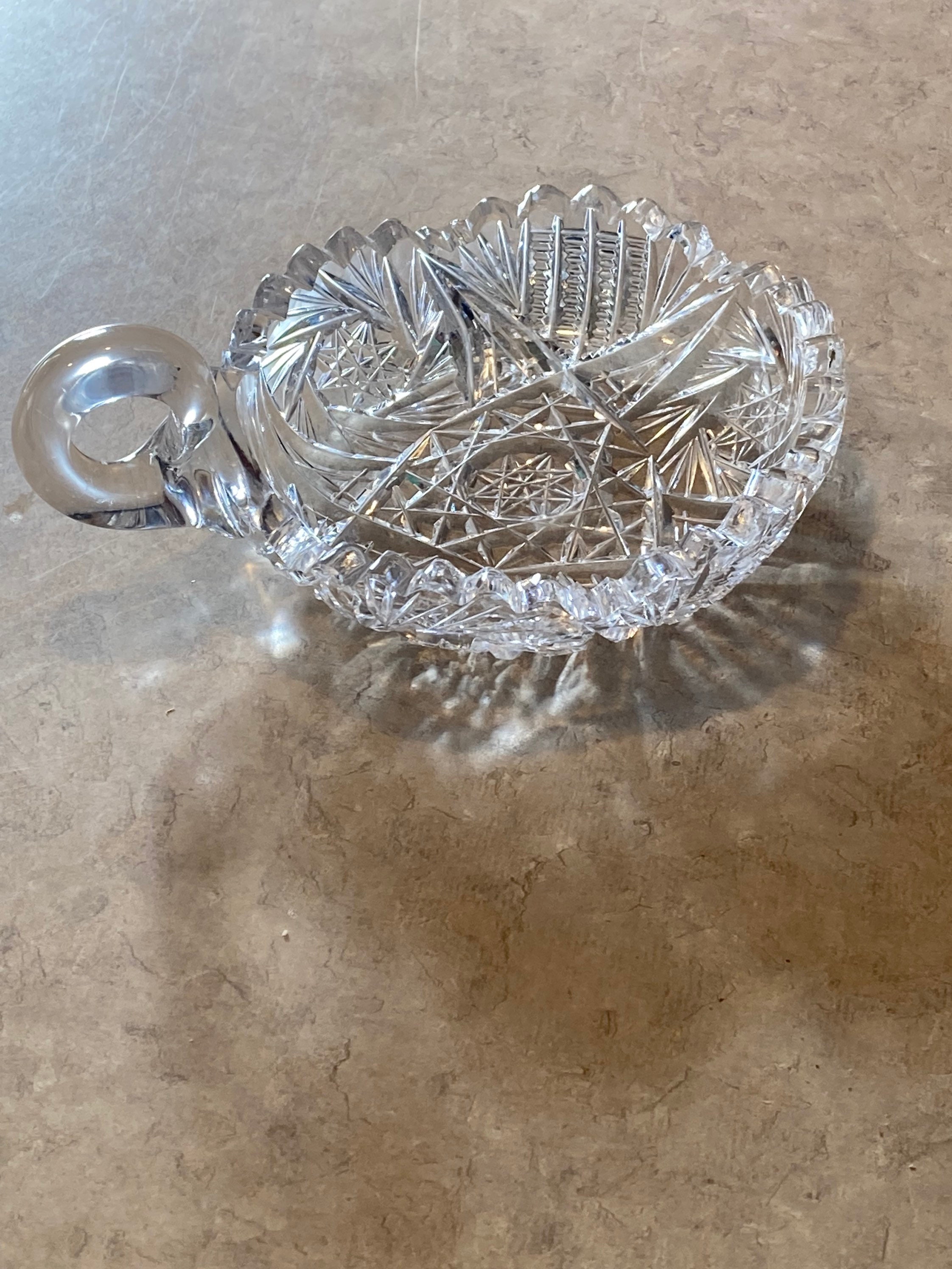 Brilliant Cut Glass Nut Bowl With Handle - Etsy