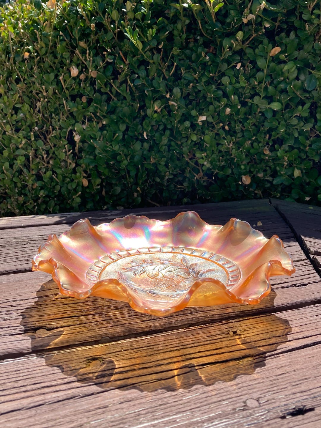 Dugan and Diamond Glass Company 1920s Marigold Dish With Wild Flowers ...