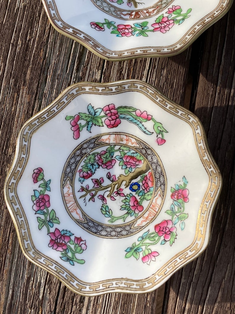Indian Tree Coalport Bone China- Four Scalloped Slanted Saucers 5 1/4 ...