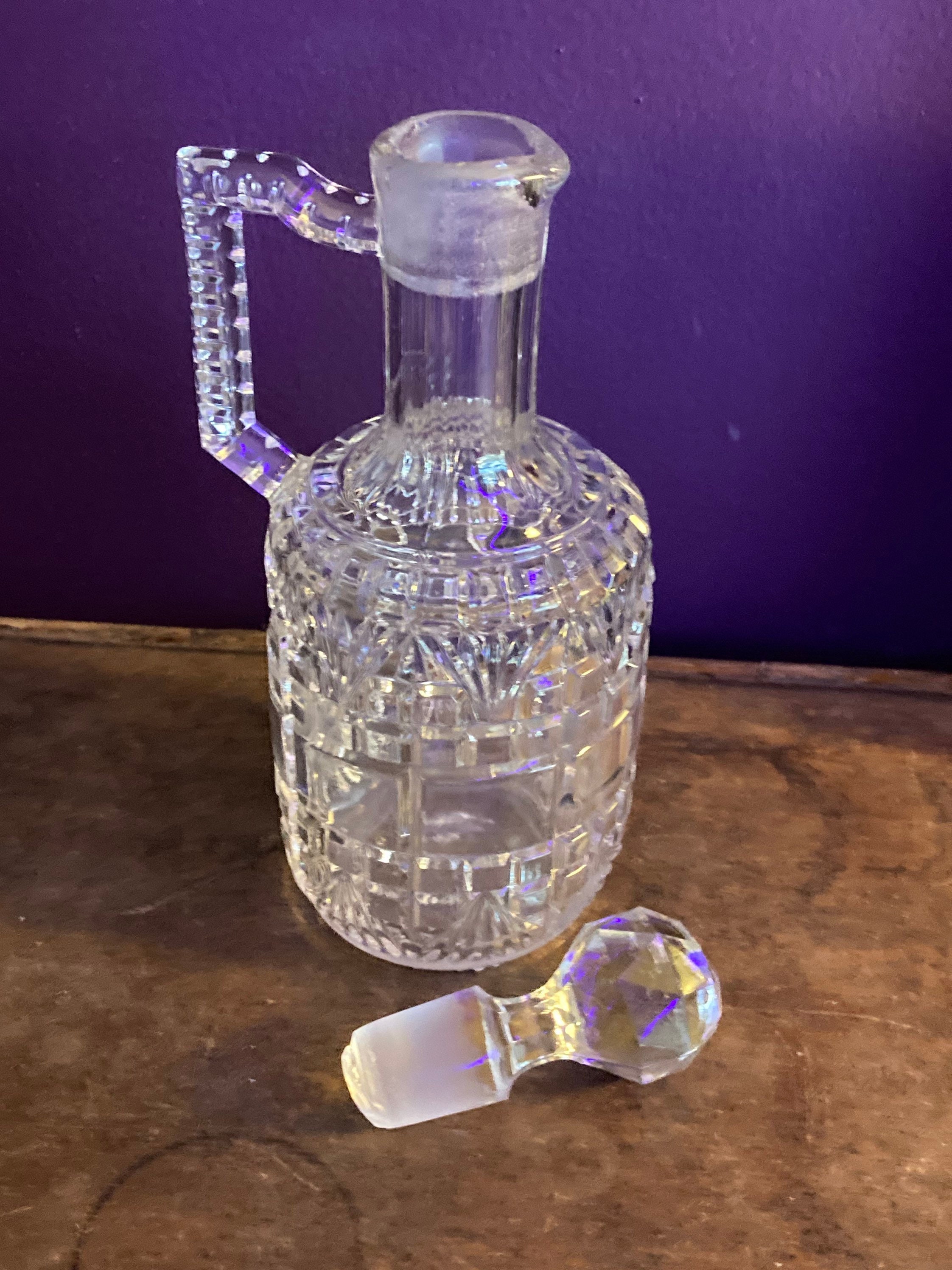 Cut Glass Container With Stopper and Handle - Etsy
