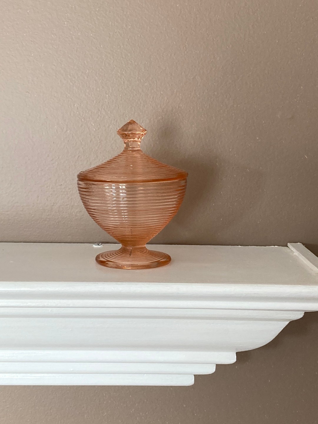 Pink Glass Container With Lid - Etsy