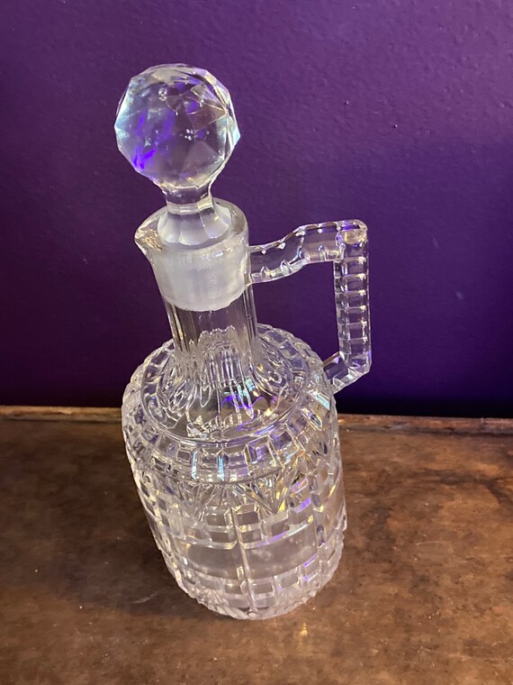 Cut Glass Container With Stopper and Handle - Etsy