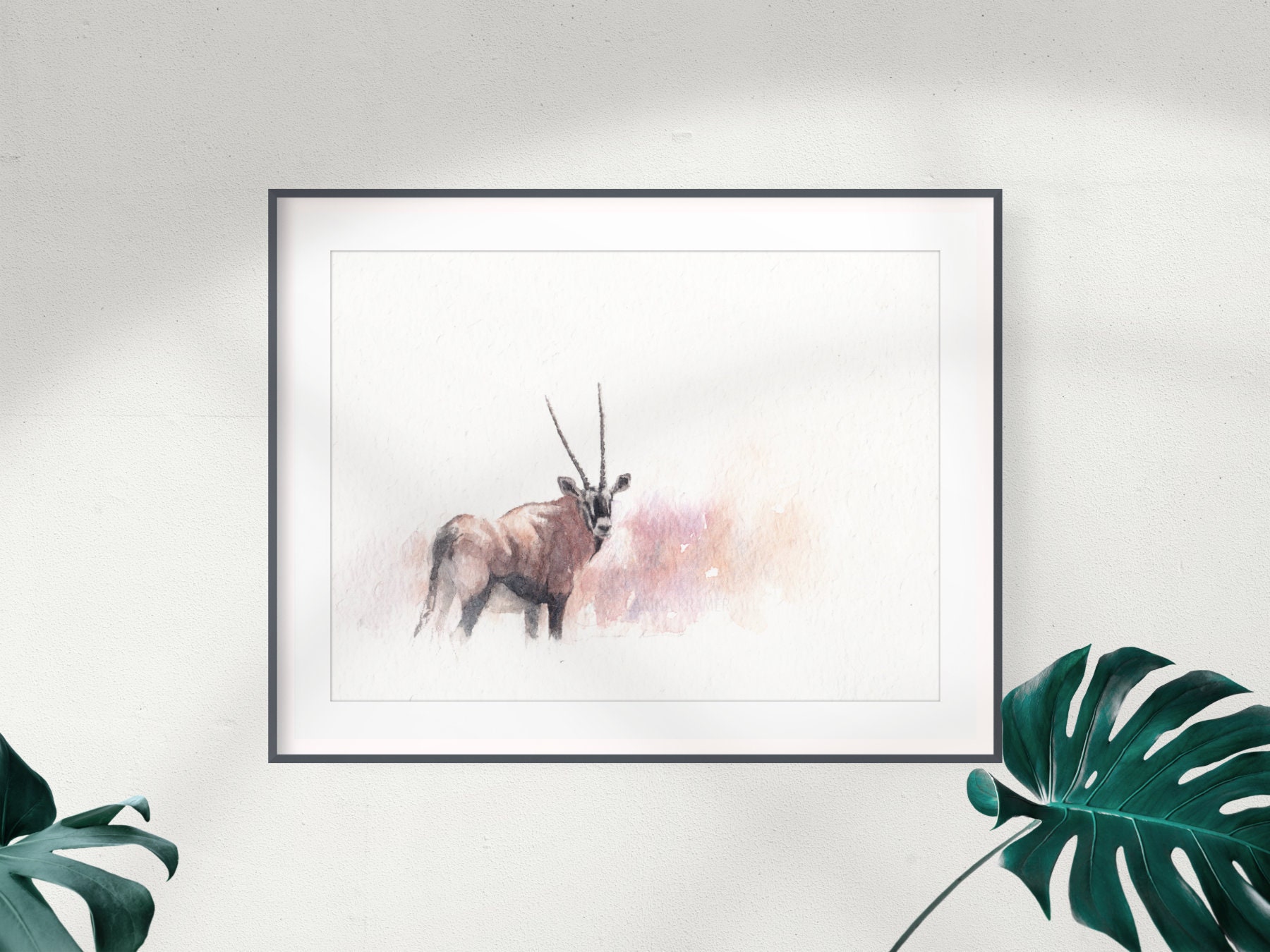 Scorching Heat; Original Gemsbok Watercolour Painting of an Oryx ...