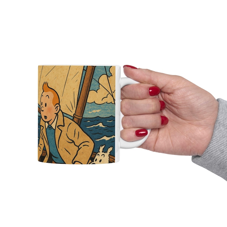 Popeye & Tintin Adventure Mug: Vintage Comic Style Coffee Cup - Etsy