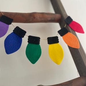 Rainbow Light Bulb Garland | Felt Christmas | Cozy, Reusable Home Decor ...