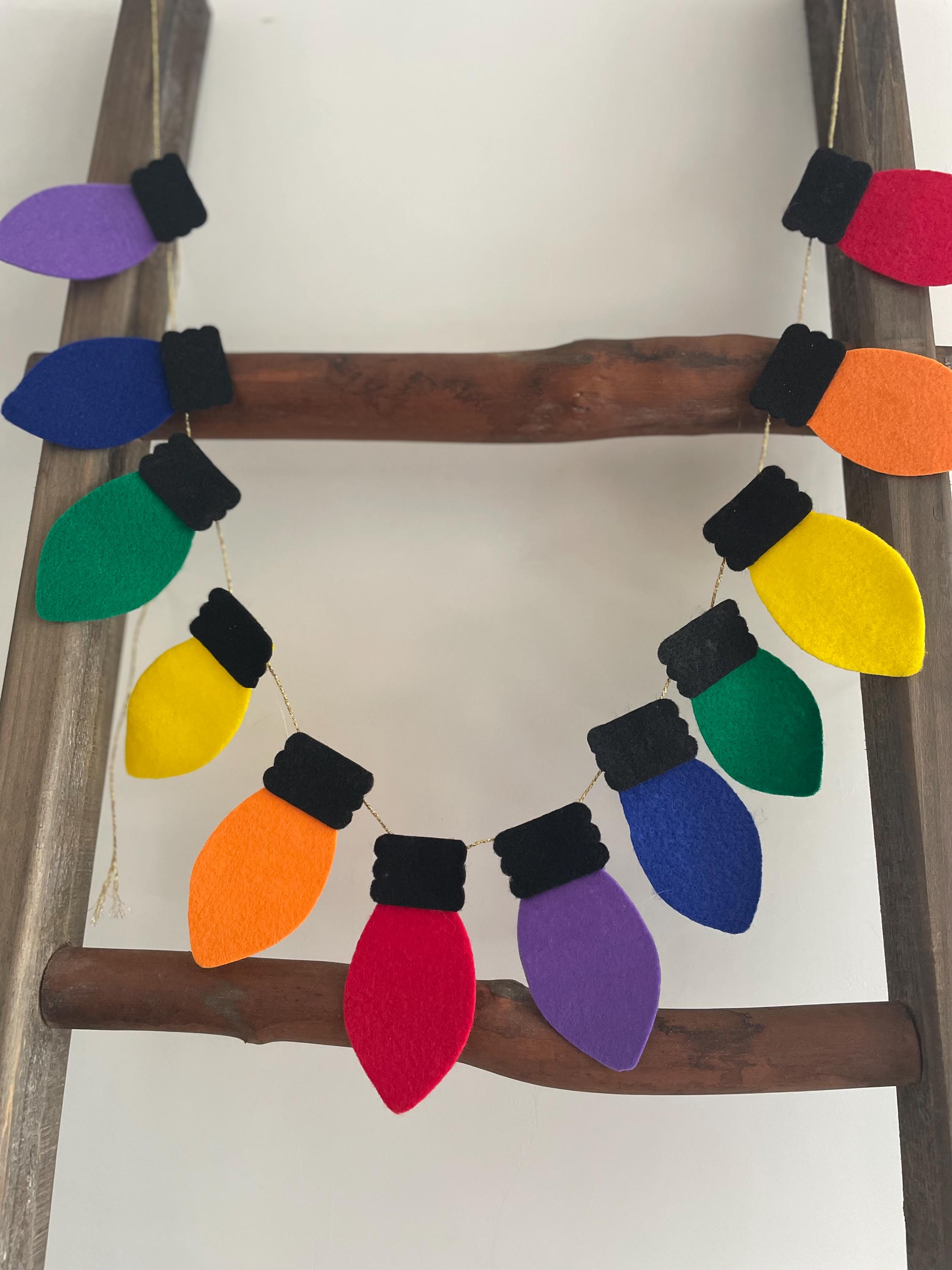 Felt Christmas Light Bulb Garland: Handmade Holiday Decor - Etsy