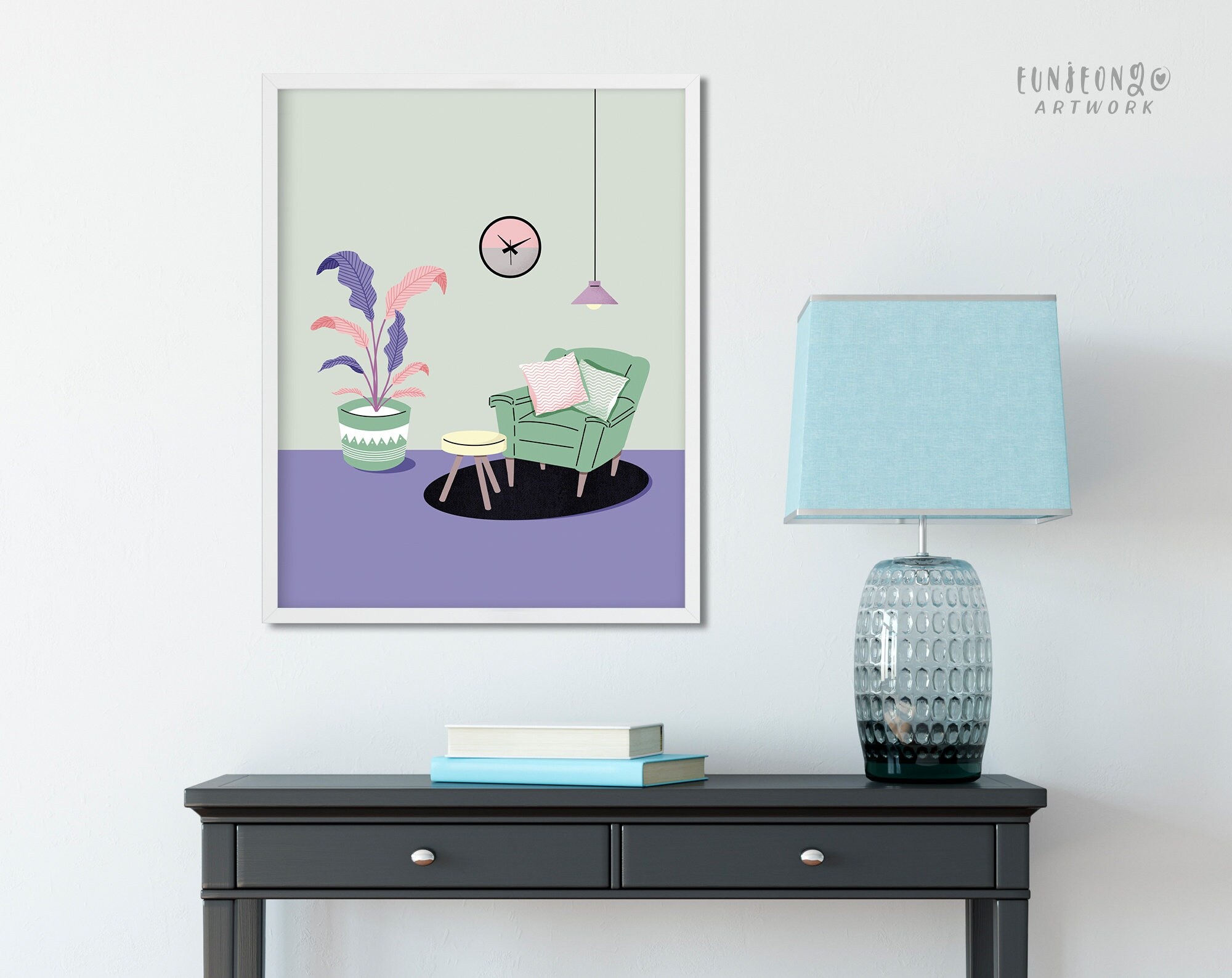 Cozy Home Illustration Poster, Boho Interior Design Digital Print, Cosy ...