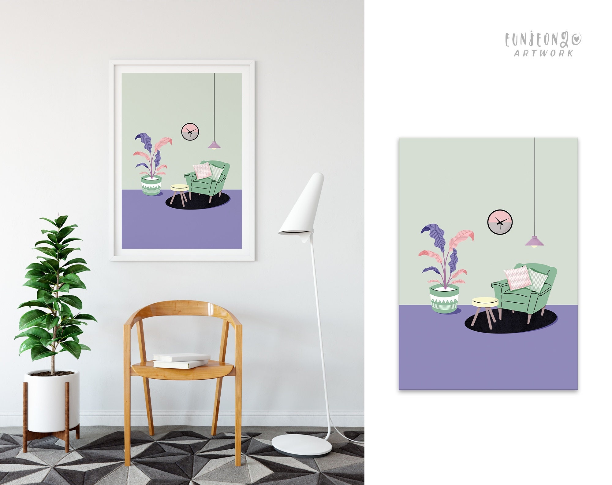 Cozy Home Illustration Poster, Boho Interior Design Digital Print, Cosy ...