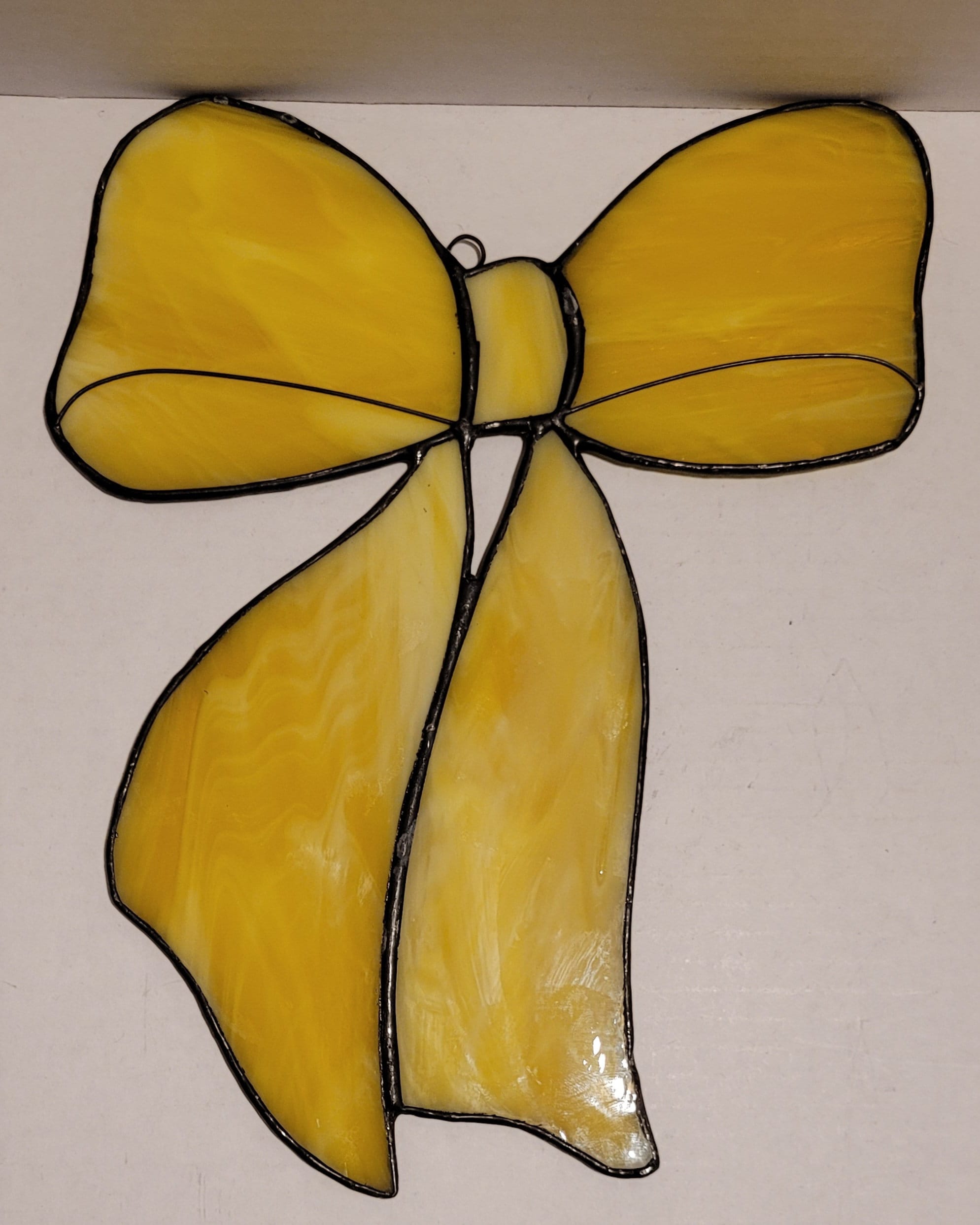 Stained Glass Art Suncatcher Yellow Bow Ribbon Sun Catcher Christmas - Etsy