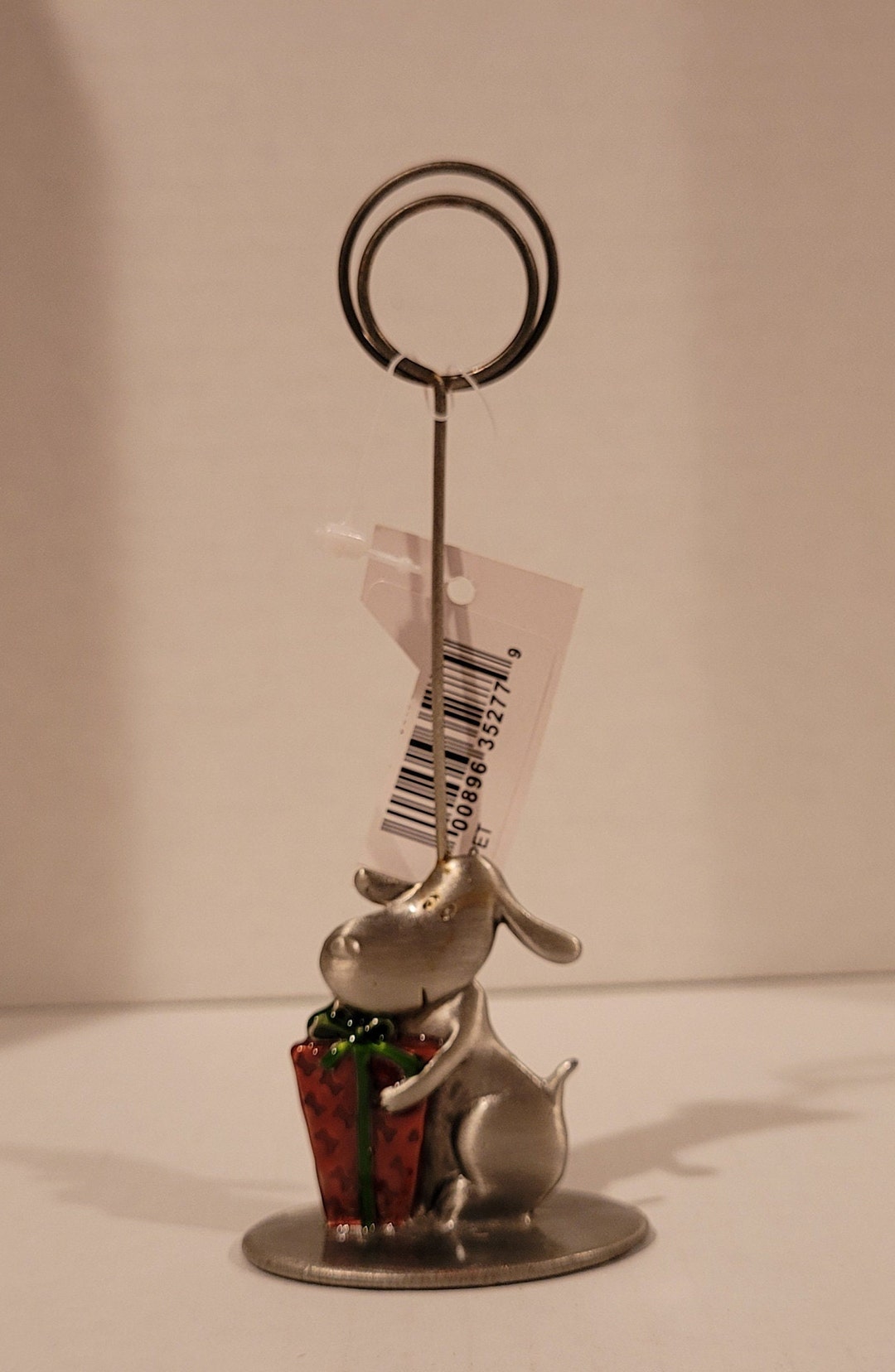 Pewter Dog Holding Present Photo, Card, or Note Holder St Nicholas ...