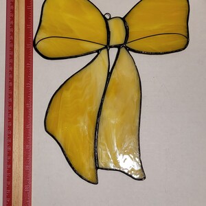 Stained Glass Art Suncatcher Yellow Bow Ribbon Sun Catcher Christmas - Etsy