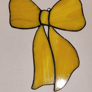 Stained Glass Art Suncatcher Yellow Bow Ribbon Sun Catcher Christmas - Etsy