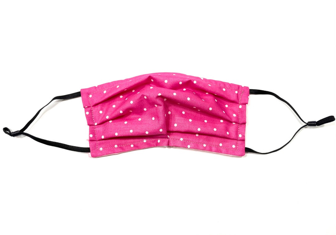 Magenta Pink Polka Dot Face Mask, Valentines, Triple Layered Mask With ...