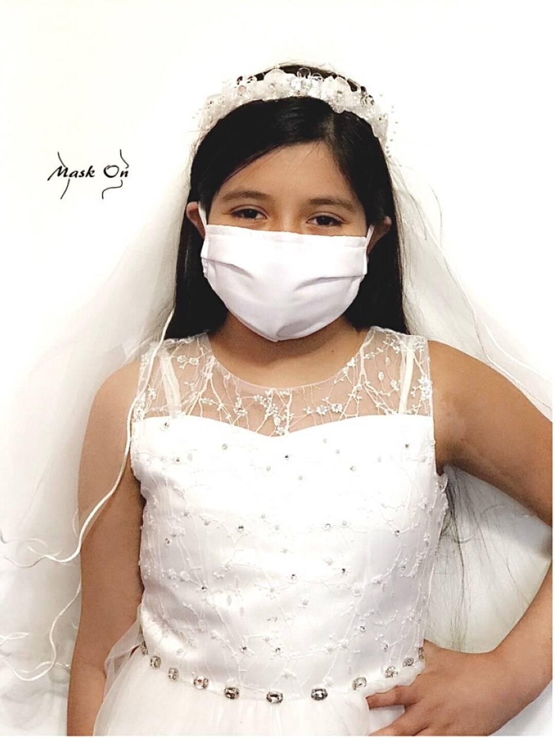 First Communion Mask Baptism White Triple Layered Face Mask With Nose ...