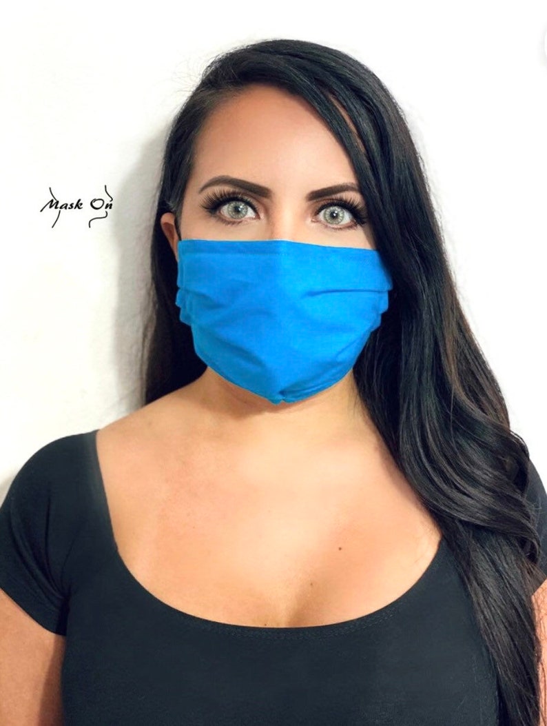Turquoise Blue Mask Triple Layered Face Mask With Nose Wire - Etsy