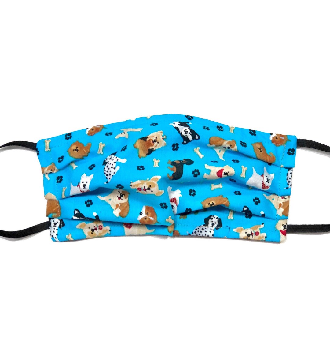 Dog Lover Face Mask, ADULT Size, Paw Prints, Puppies, Triple Layered ...