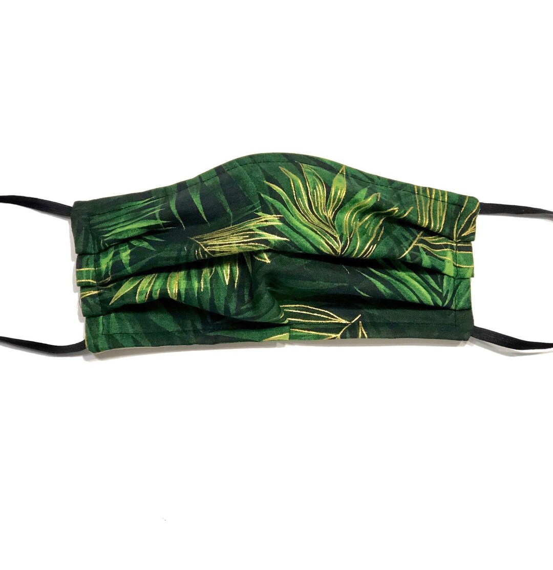 Tropical Plants Mask, Green Triple Layered Face Mask With Nose Wire ...