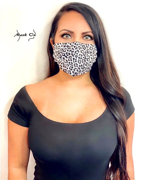 Snow Leopard Mask Cheetah Triple Layered Mask With Nose | Etsy