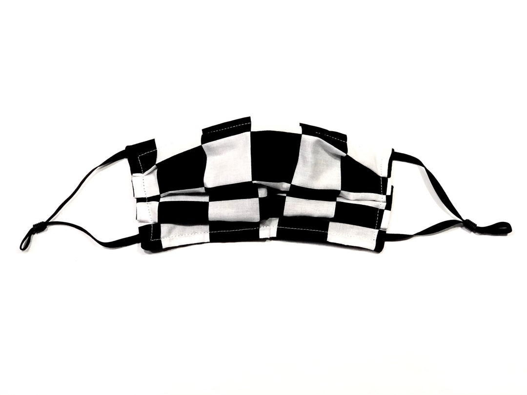 Checkered Face Mask Checkers Race Car Flag Triple Layered - Etsy
