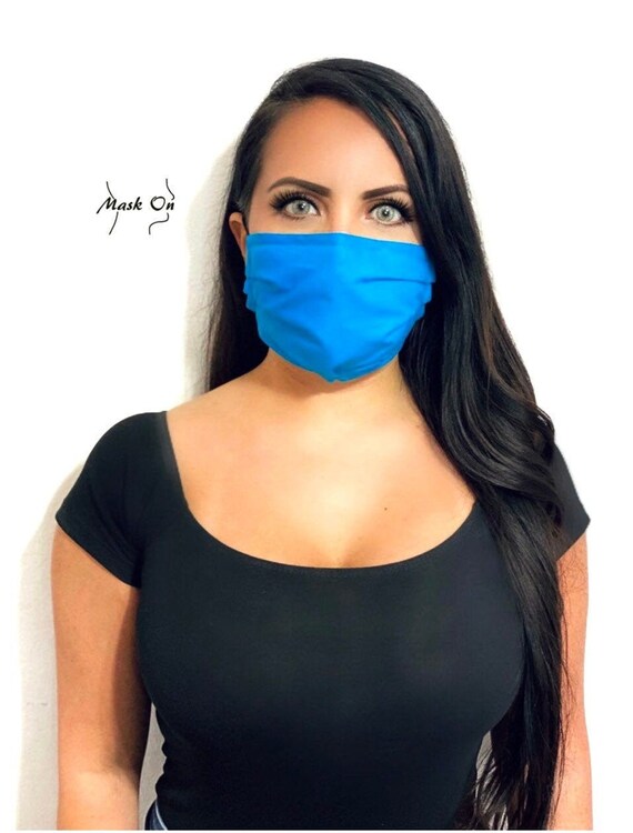 Turquoise Blue Mask Triple Layered Face Mask With Nose Wire | Etsy