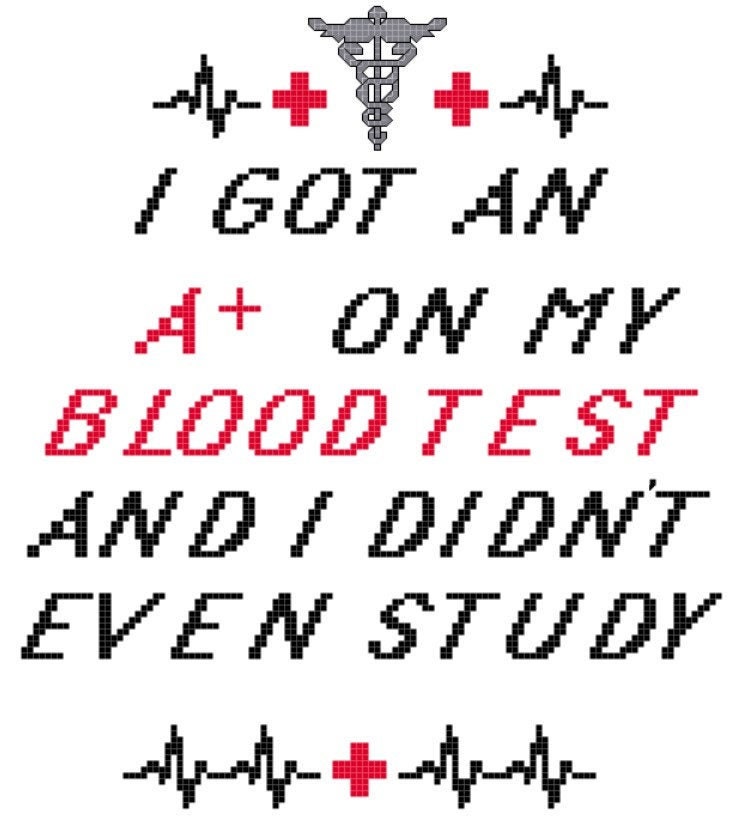 A Plus Blood Test Cross Stitch Pattern - Etsy