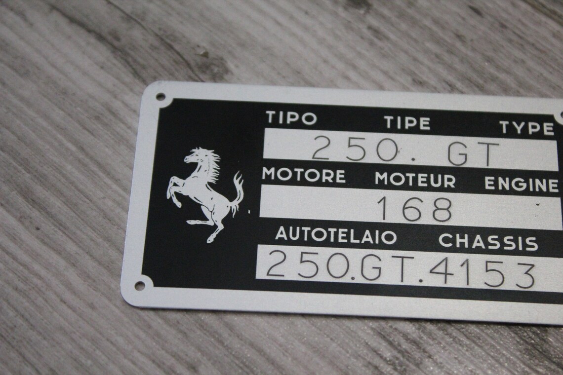 1962 Ferrari 250 GTO Serial Number Plate 1:1 /chassis Number/ - Etsy