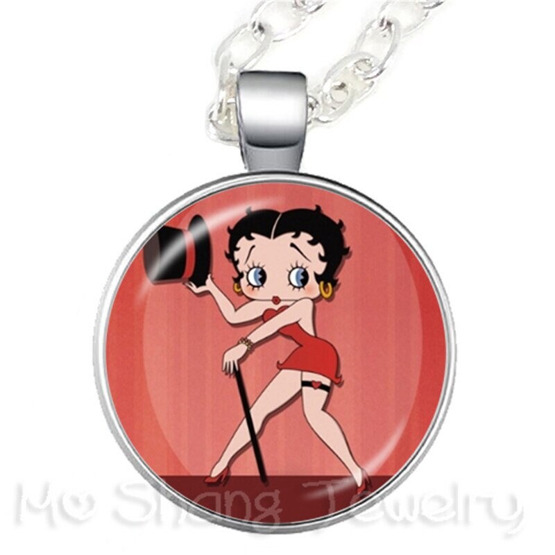 Betty Boop Necklace on a very pretty chain Betty Boop Black | Etsy