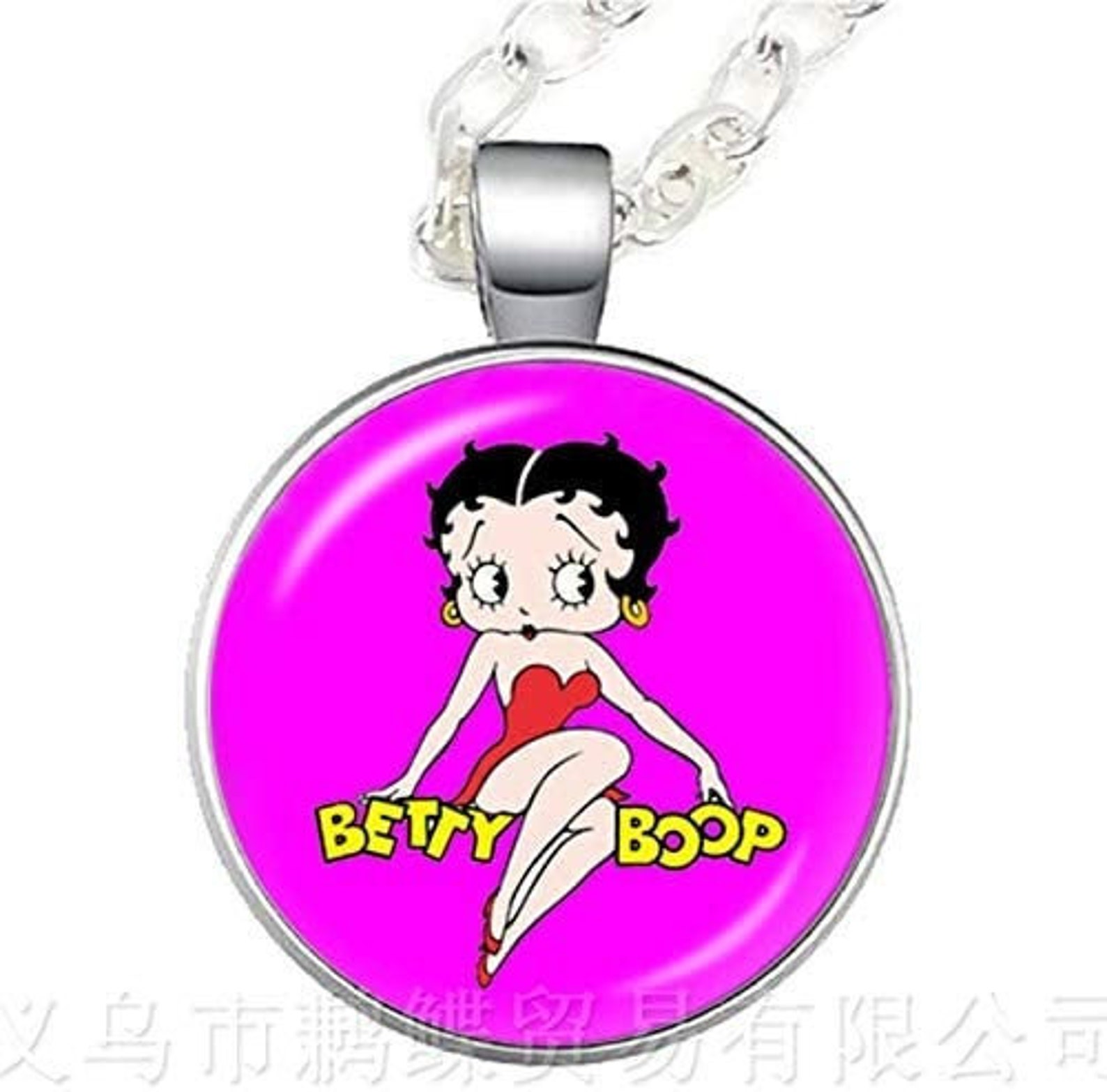 Betty Boop Necklace on a very pretty chain Betty Boop Black | Etsy