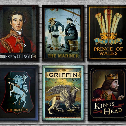 Old English Pub Signs Poster Lion and Royal - Etsy