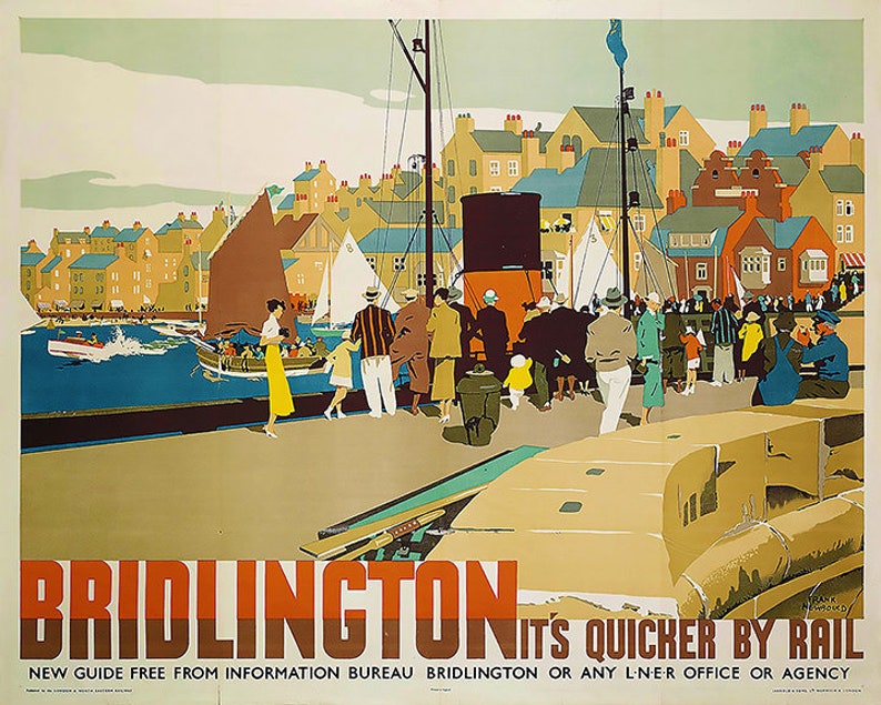 British Train Travel Poster of Bridlington, England. Bar and English ...