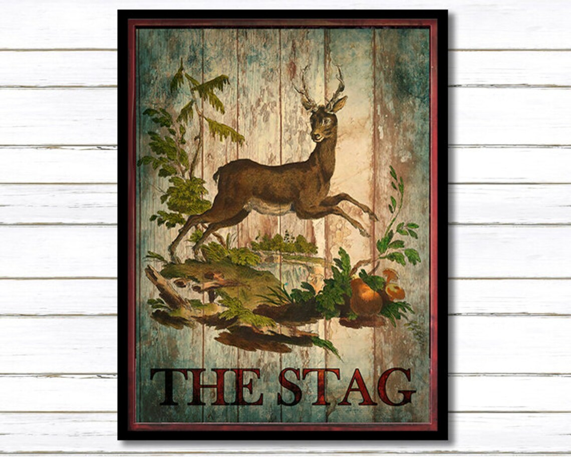 Old English Pub Signs Poster of the Stag - Etsy
