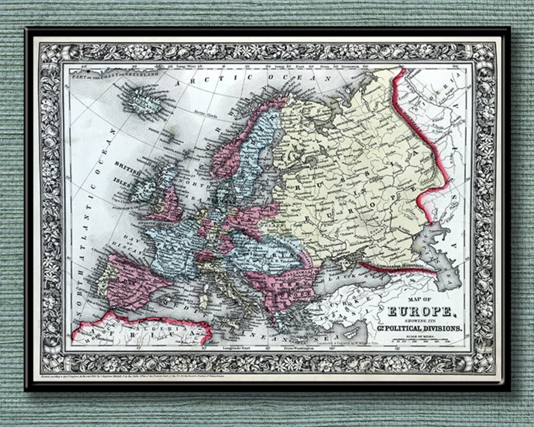 Map of Europe From 1863 is a Perfect Christmas Gift - Etsy