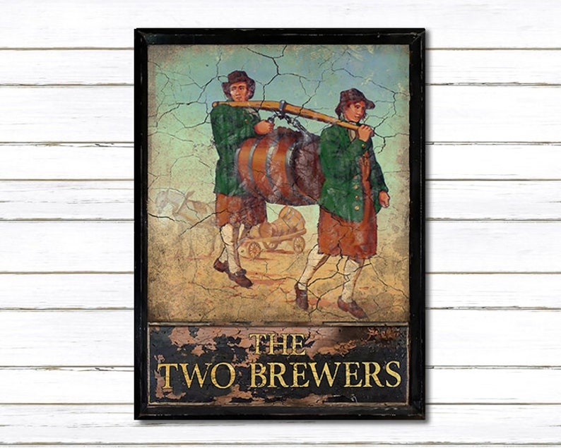 Old English Pub Signs Poster Two Brewers | Etsy