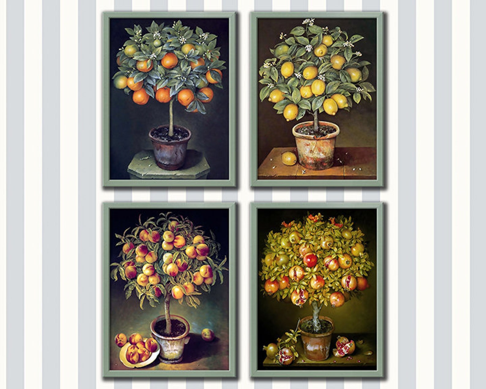 Topiary Tree Botanical Print Set - Etsy