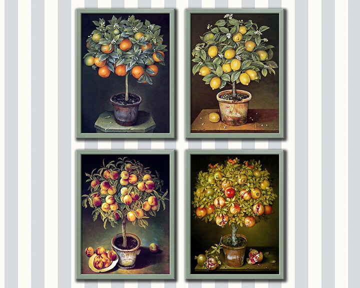 Topiary Tree Botanical Print Set - Etsy