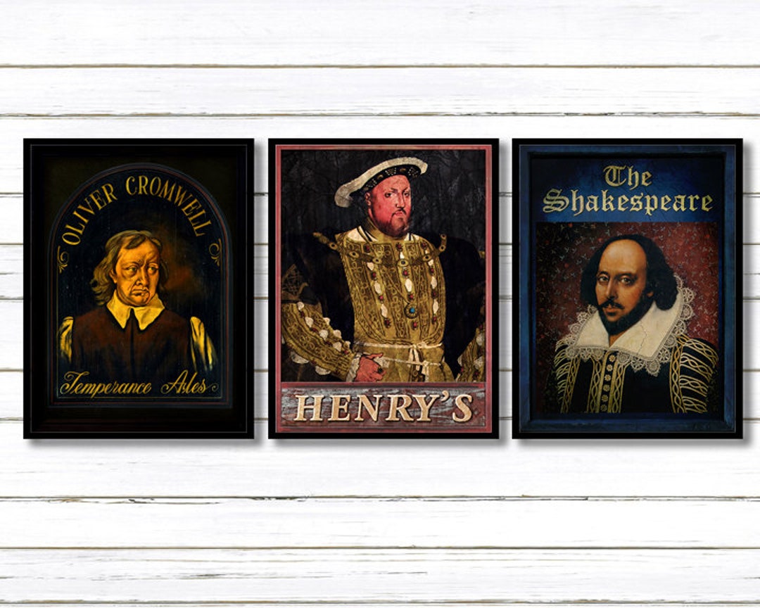 Old English Pub Signs Set of 3, The Shakespeare, Oliver Cromwell and ...