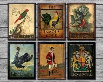 Old English Pub Signs Set 4 | Etsy