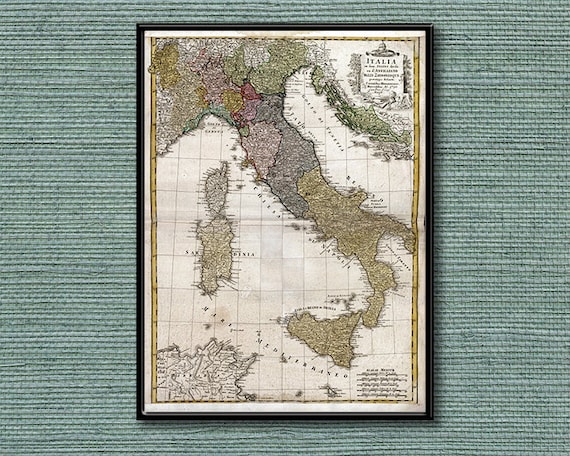 Map of Italy From 1790 is a Perfect Christmas Gift - Etsy