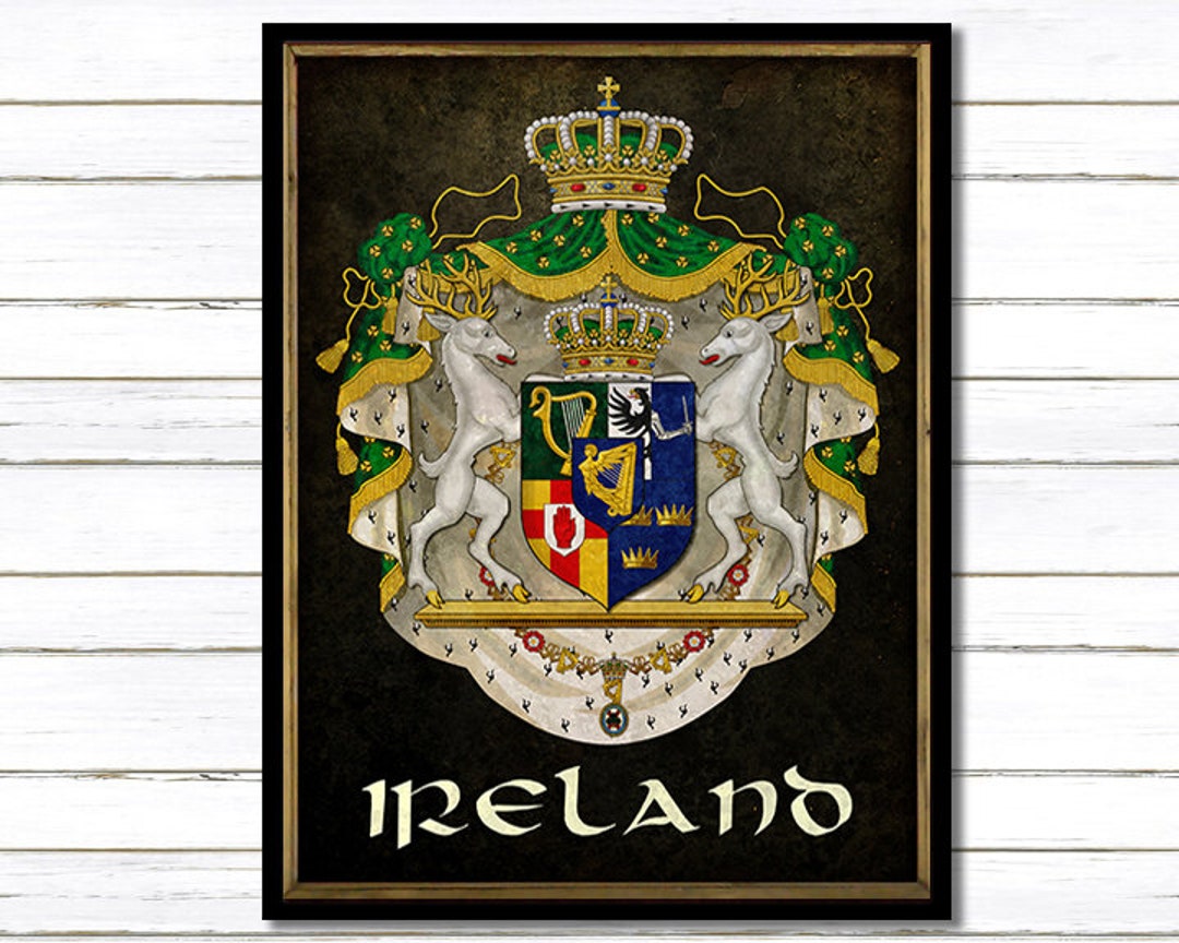 Historic Coat of Arms of Ireland for Your Pub or Man Cave - Etsy