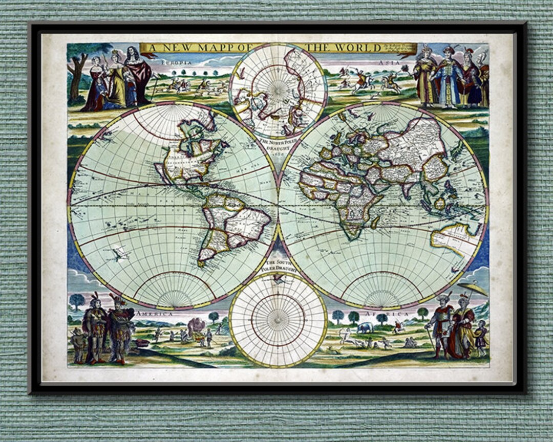 World Map From 1686 is a Perfect Christmas Gift - Etsy