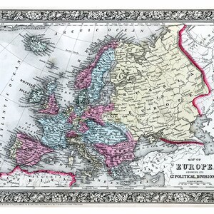 Map of Europe From 1863 is a Perfect Christmas Gift - Etsy